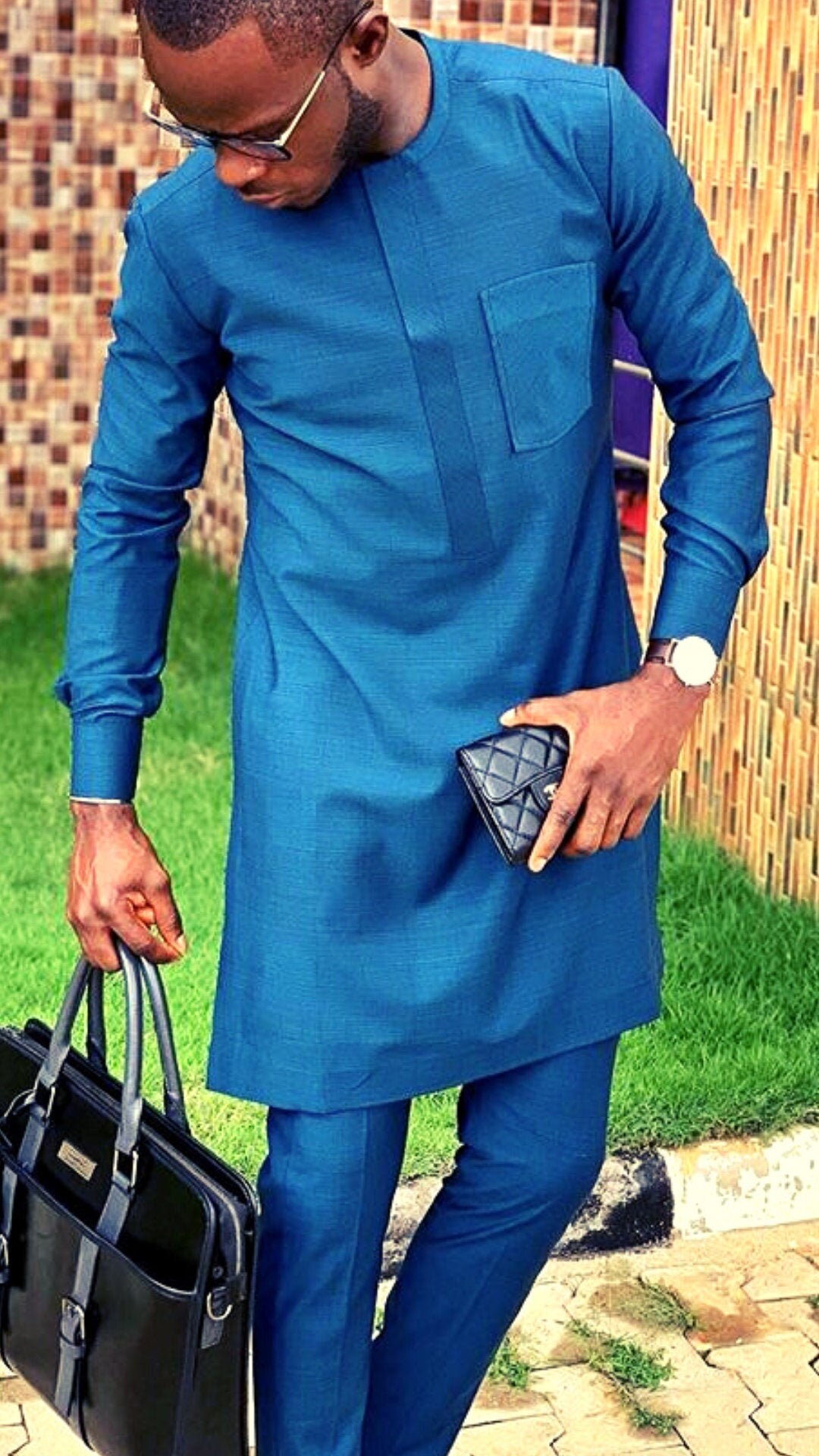 Blue African Suit for Men Dashiki Clothing for Men Wedding Guest Suit ...