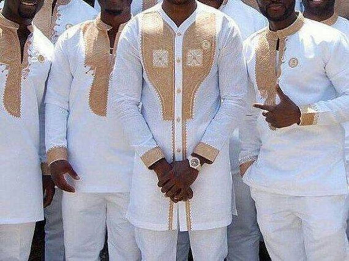 White and Gold Mens Clothing/ Prom Men/ African Print - Etsy