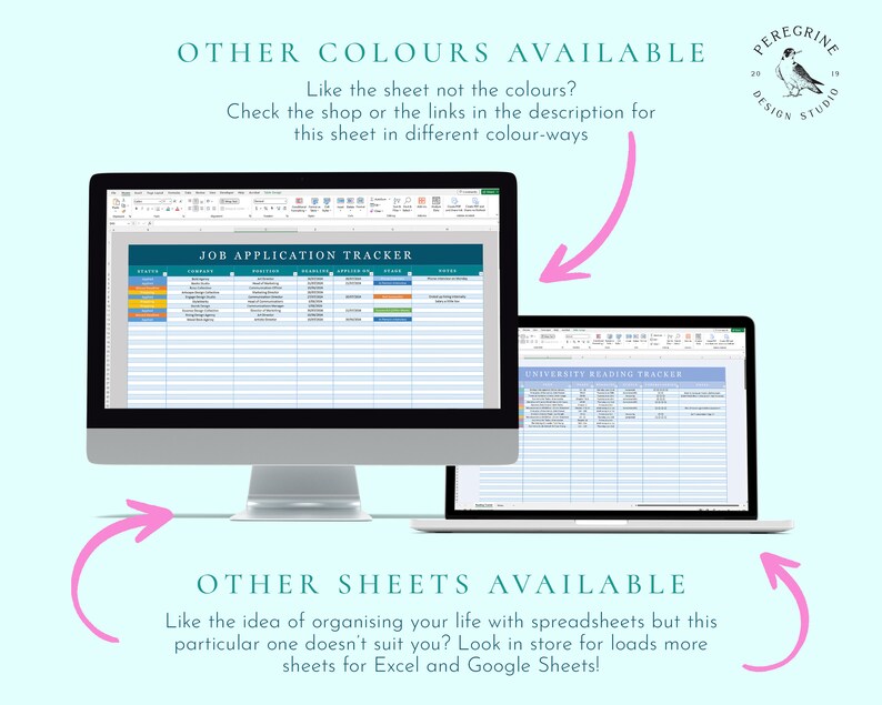 Job Application Tracker Excel & Google Sheets Spreadsheet | Bright and ...