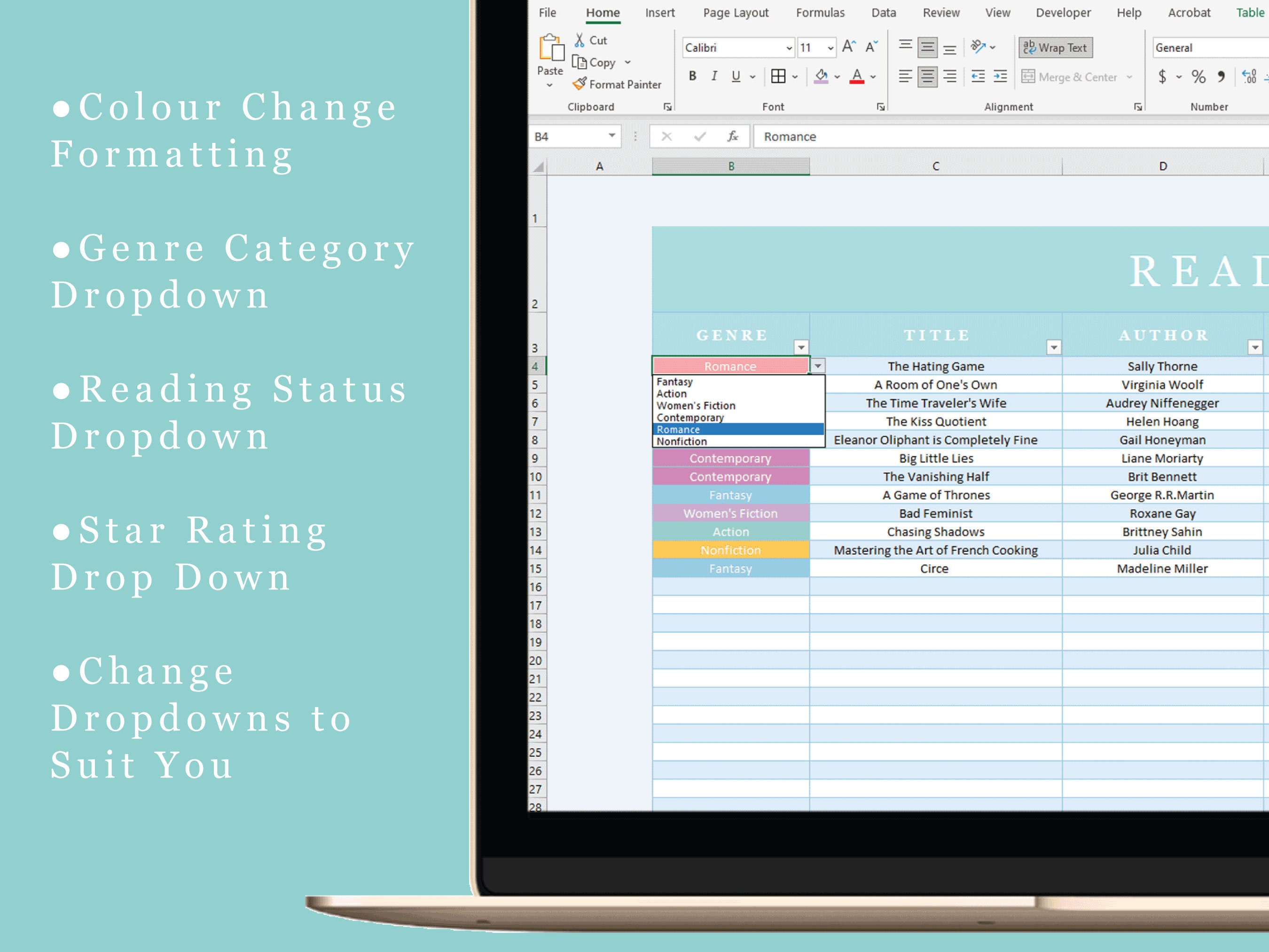 Reading Log Tracker Excel Spreadsheet | Digital Download - Etsy