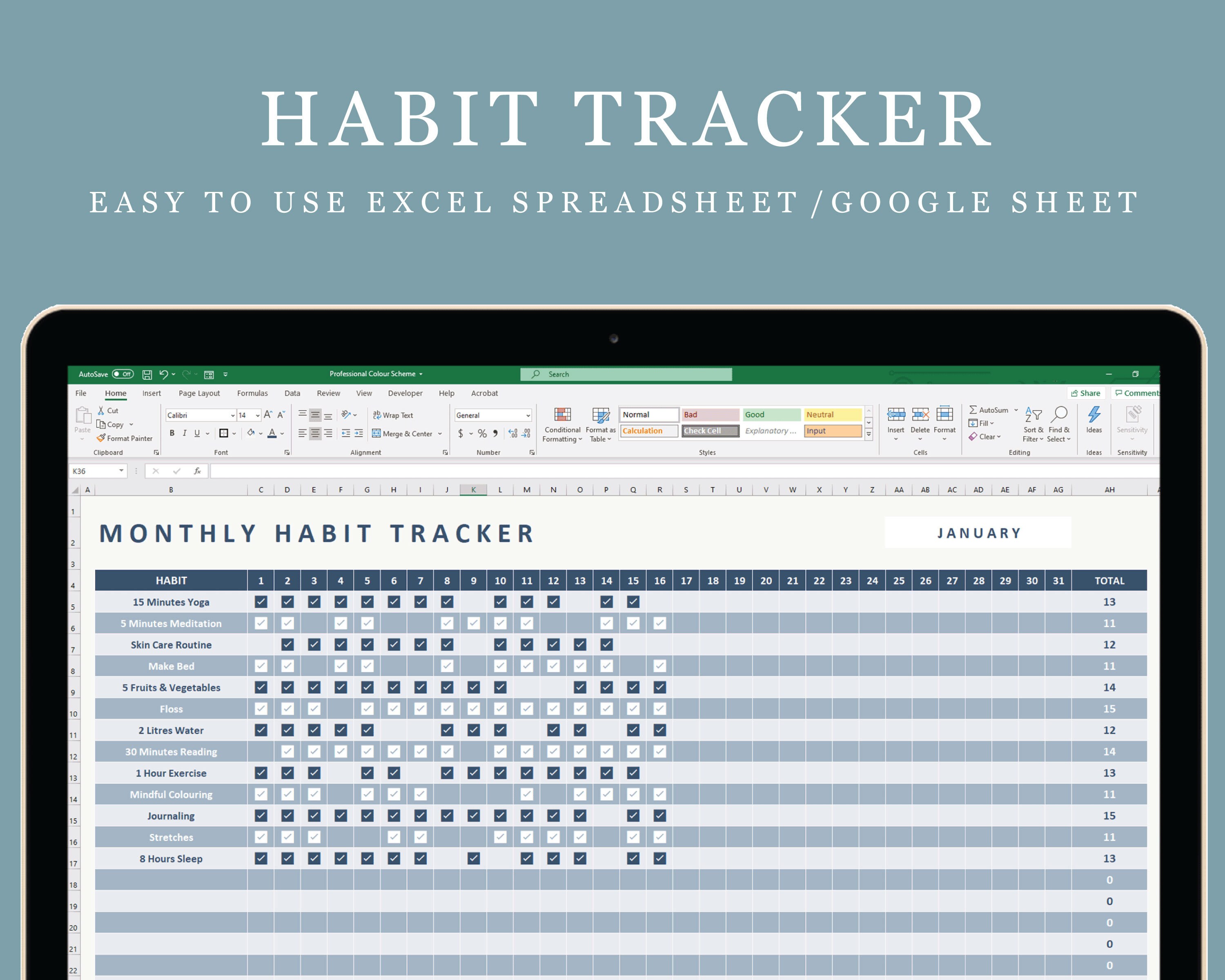 Habit Tracker | Excel Spreadsheet | Google Sheet| Digital Download - Etsy