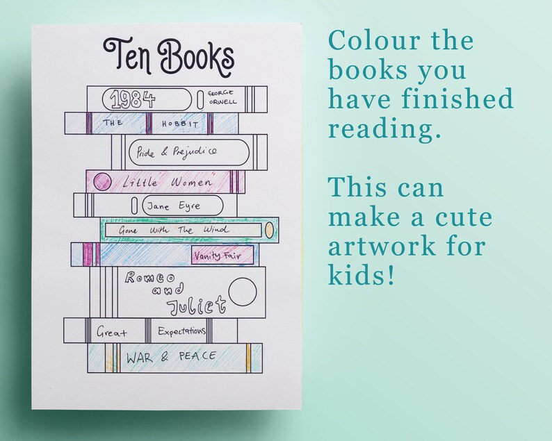 Reading Goals Tracker Book Colouring Printable - Etsy 日本