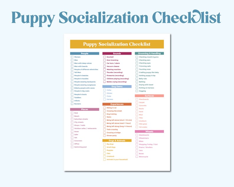 Welpe Socialization Checkliste | Haustierpflege Druckbar - Etsy.de