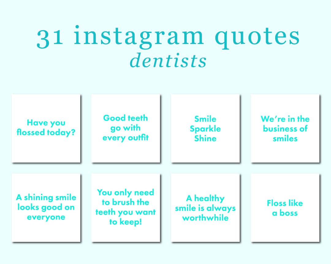 31 Dentist Quotes | Premade Instagram Posts | White & Aqua - Etsy