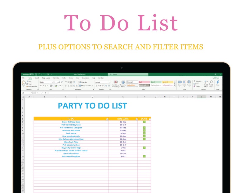 Party Planner Excel Sheet | Colourful Event Budget - Etsy