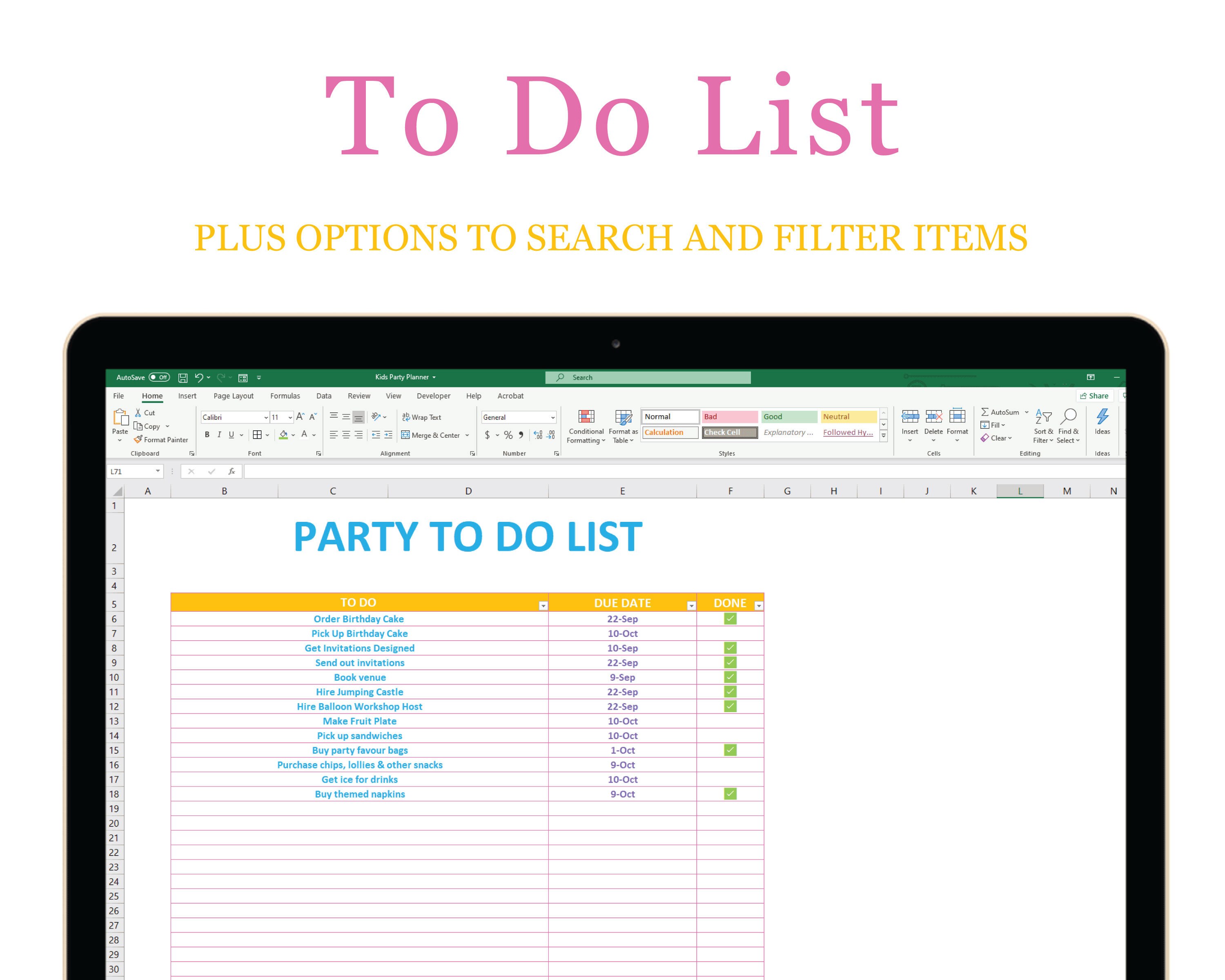 Party Planner Excel Sheet | Colourful Event Budget - Etsy