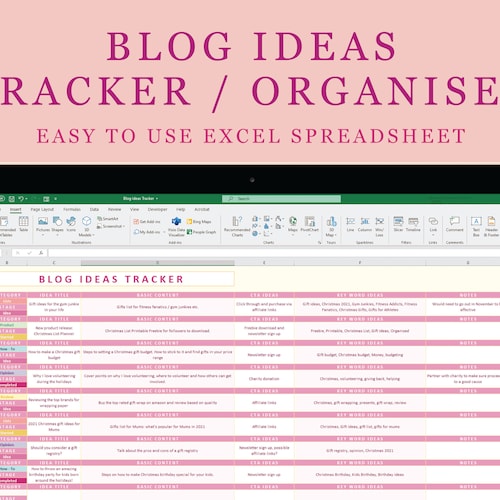 Blog Brainstorming & Organisation Excel Spreadsheet Digital - Etsy