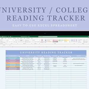 University / College Reading Tracker Excel Spreadsheet | Digital ...