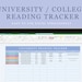 University / College Reading Tracker Excel Spreadsheet | Digital ...