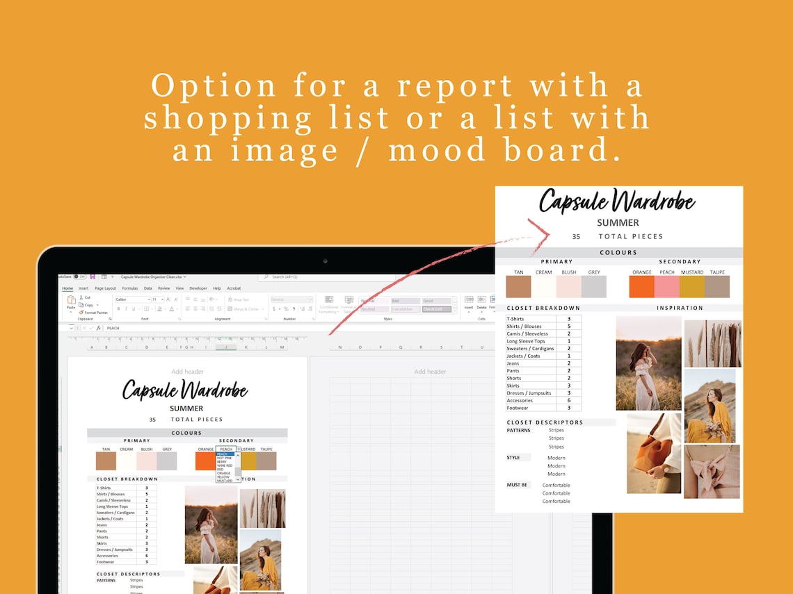 Capsule Wardrobe Organiser and Seasonal Report Excel Spreadsheet ...