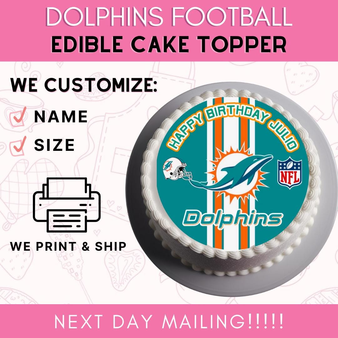 Miami Dolphins Football Team Edible Image | Cakes and Cupcakes | Icing ...