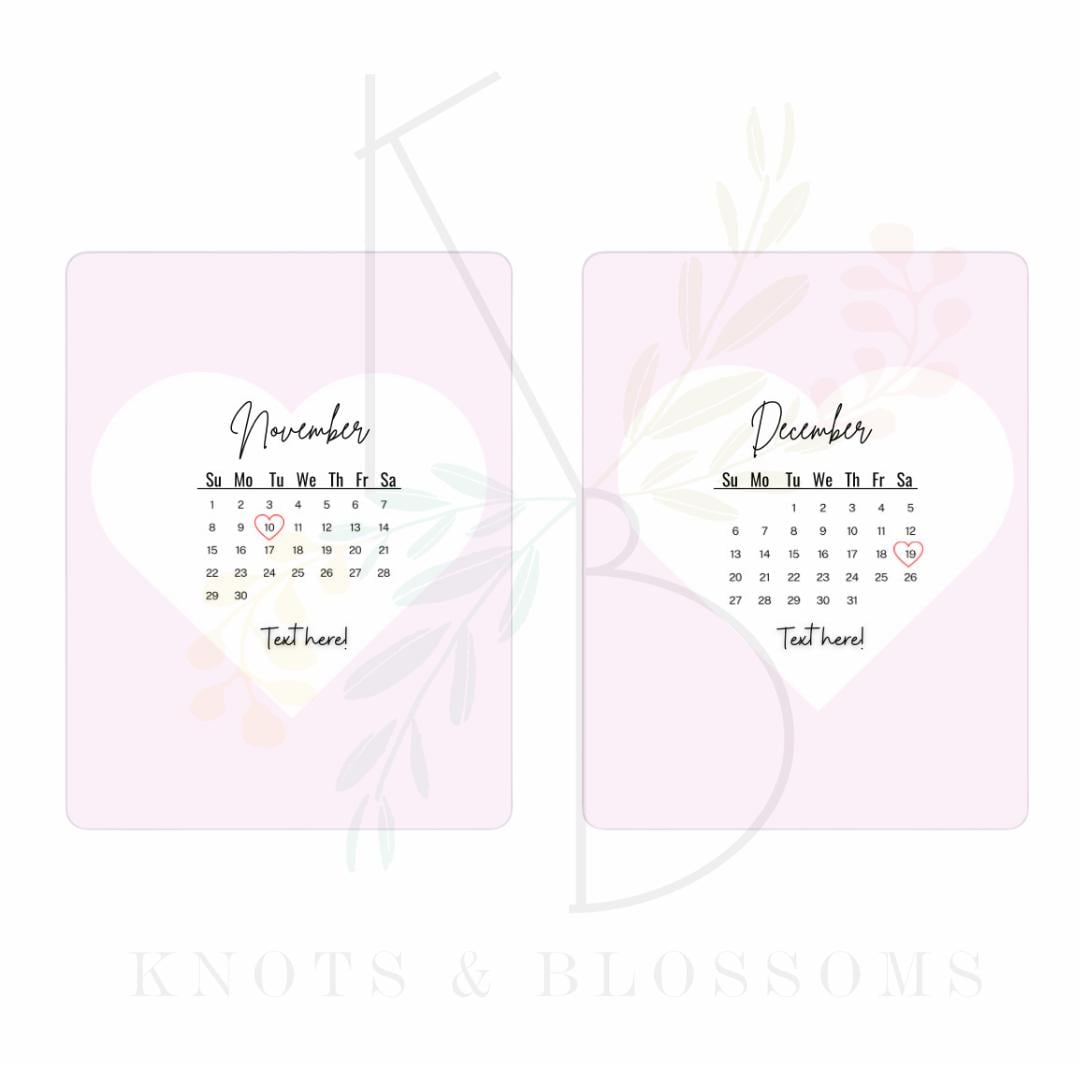 2026 Calendar Edible Heart Shaped Cake Topper | Burnaway Cake ...