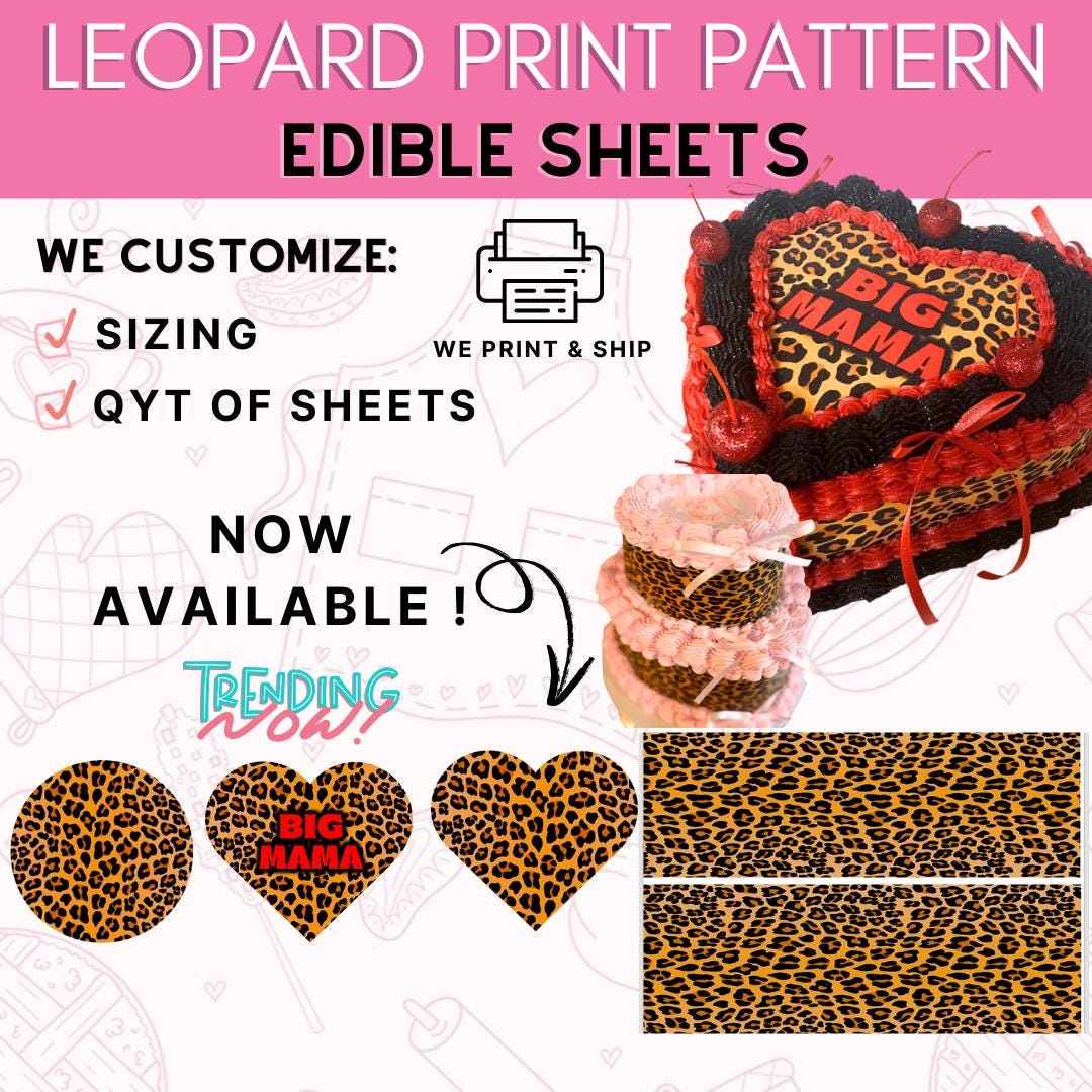 Cheetah Leopard Print Pattern Edible Picture Strips | Wrap Sides of ...