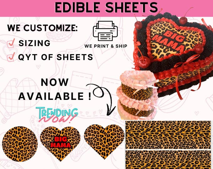 Cheetah Leopard Print Pattern Edible Picture Strips | Wrap Sides of ...