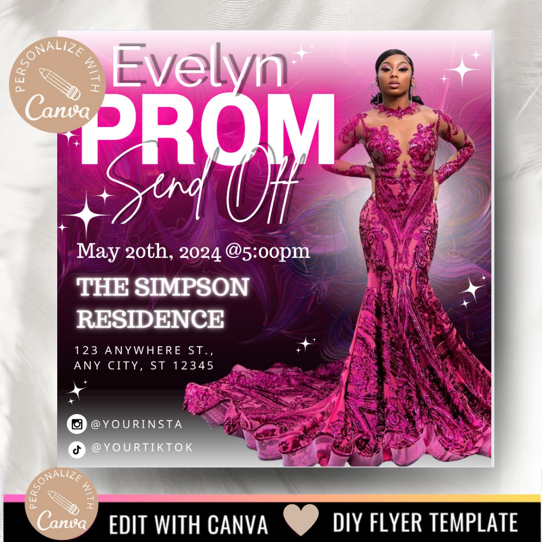 DIY Editable Prom Send off Flyer | Prom Invitation Flyer | Prom Flyer ...