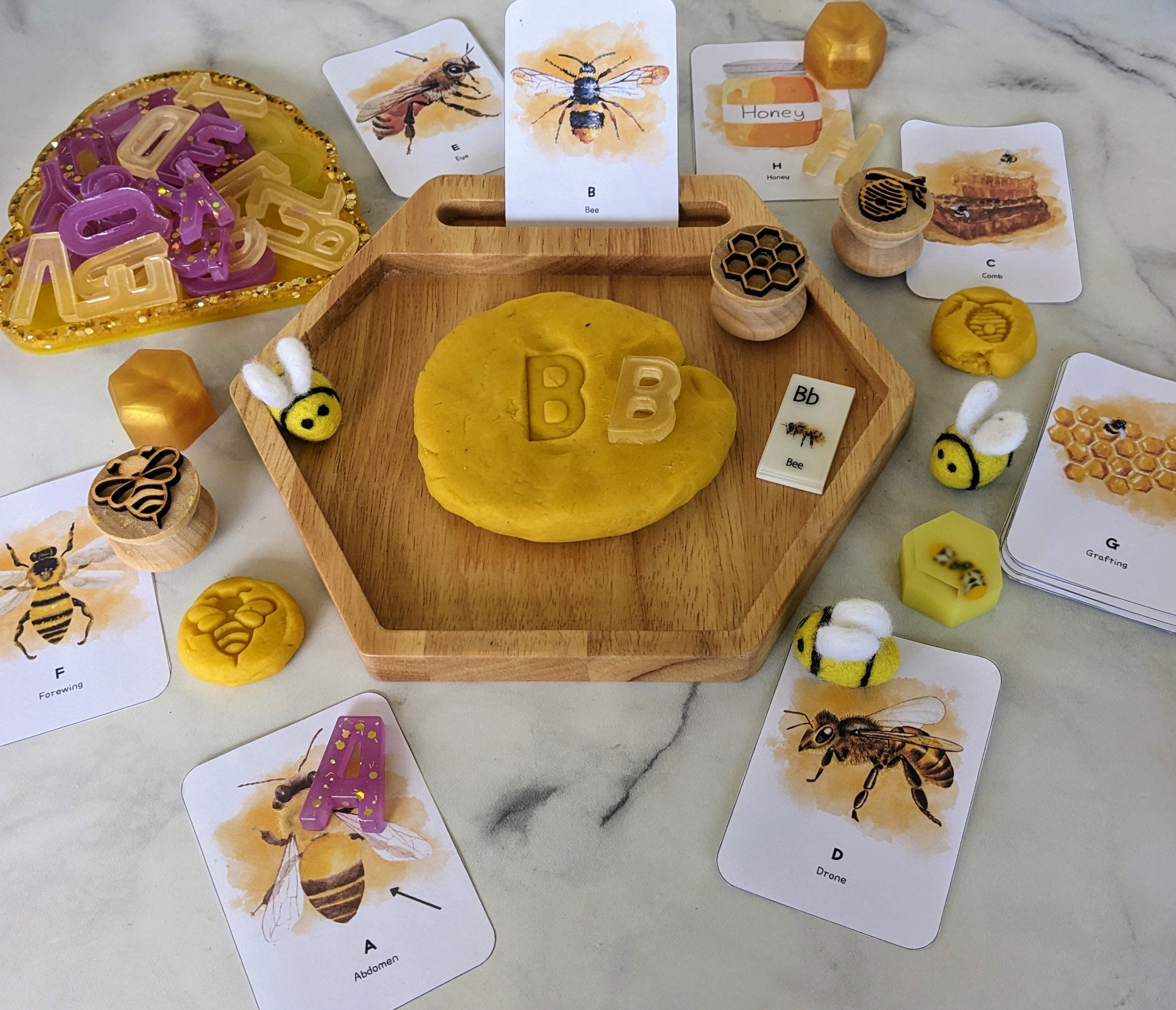 Bee Themed Alphabet Educational Homeschool Printable - Etsy