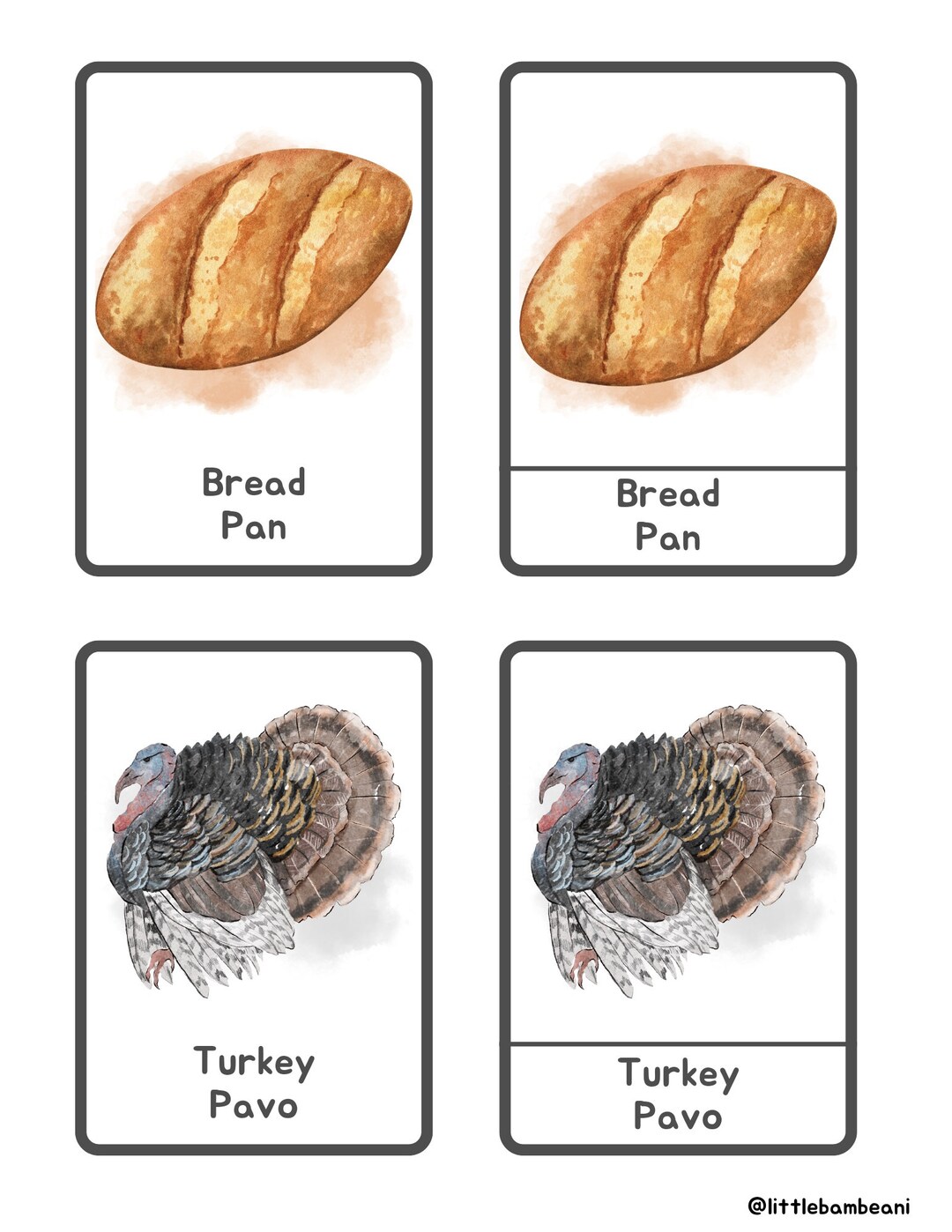 November/thanksgiving | Montessori Printable 3-part Cards | Pretend ...