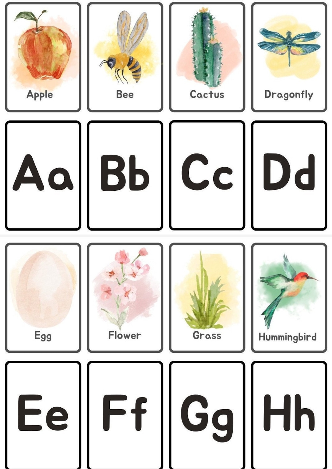 Nature Alphabet & Number Flash Cards - Etsy