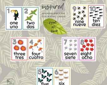 Spanish English Number Cards - Etsy