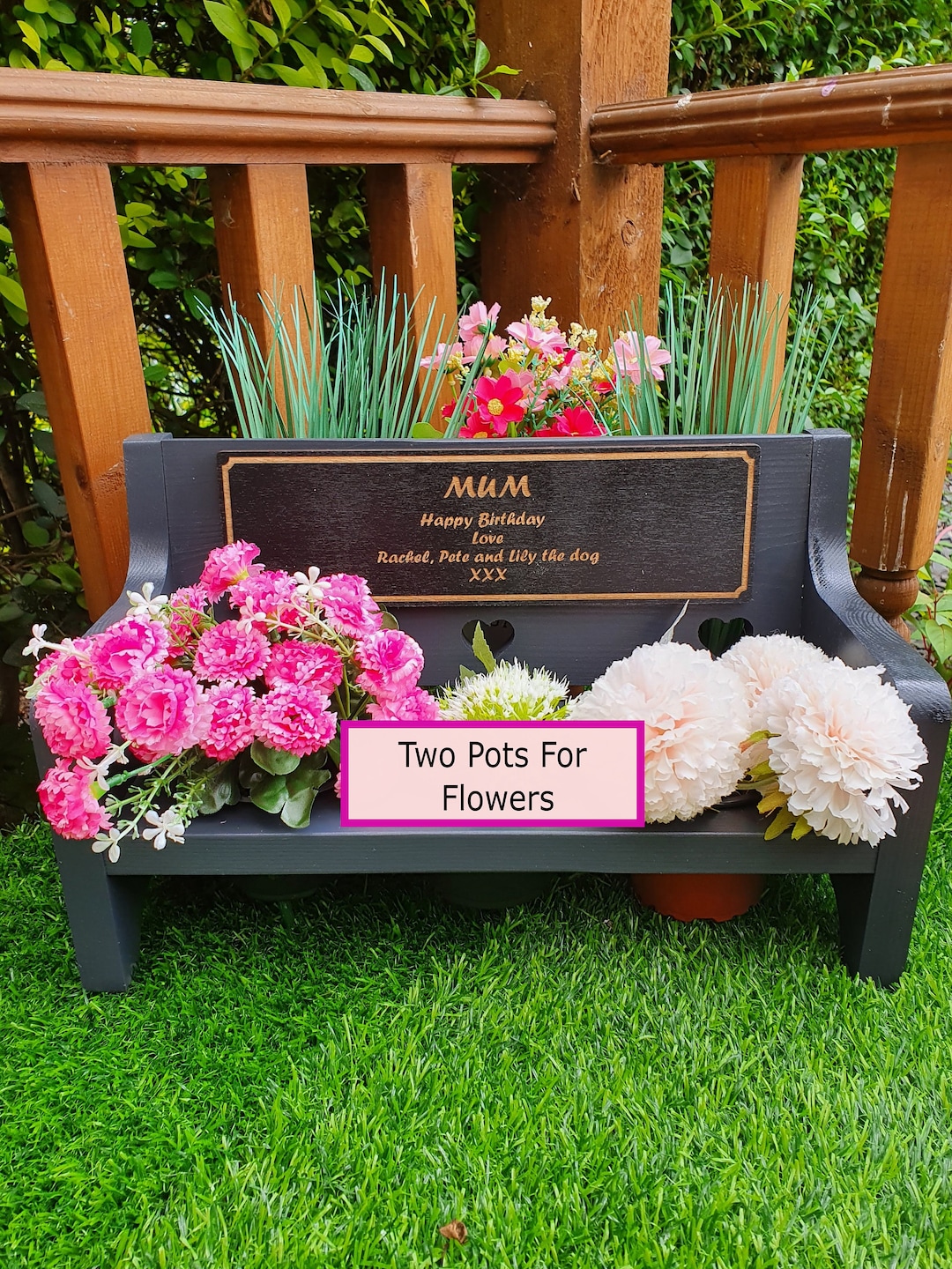 Memorial Dedication Bench Planter, Personalised Engraved Plaque ...