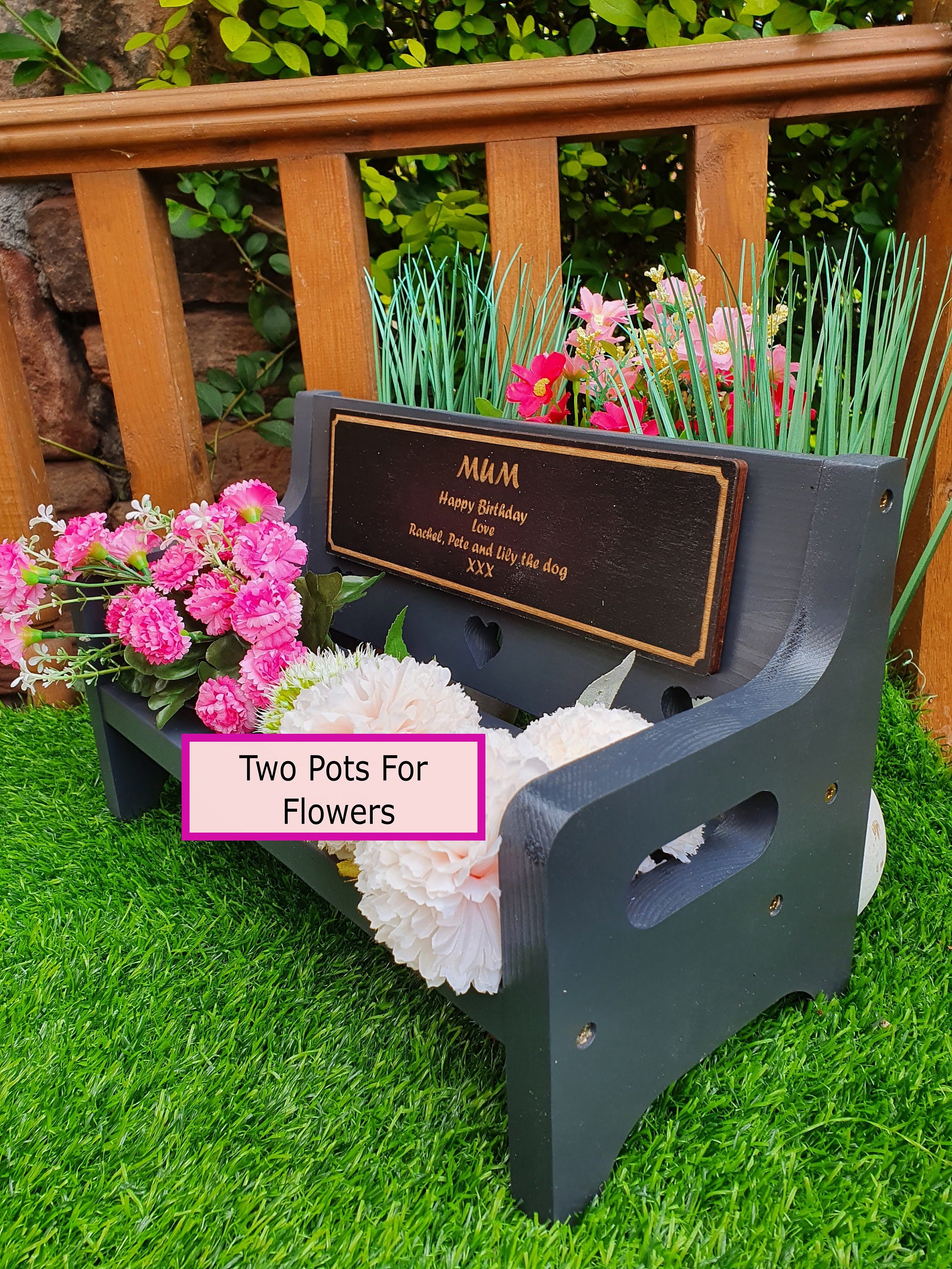 Memorial Dedication Bench Planter Personalised Engraved - Etsy