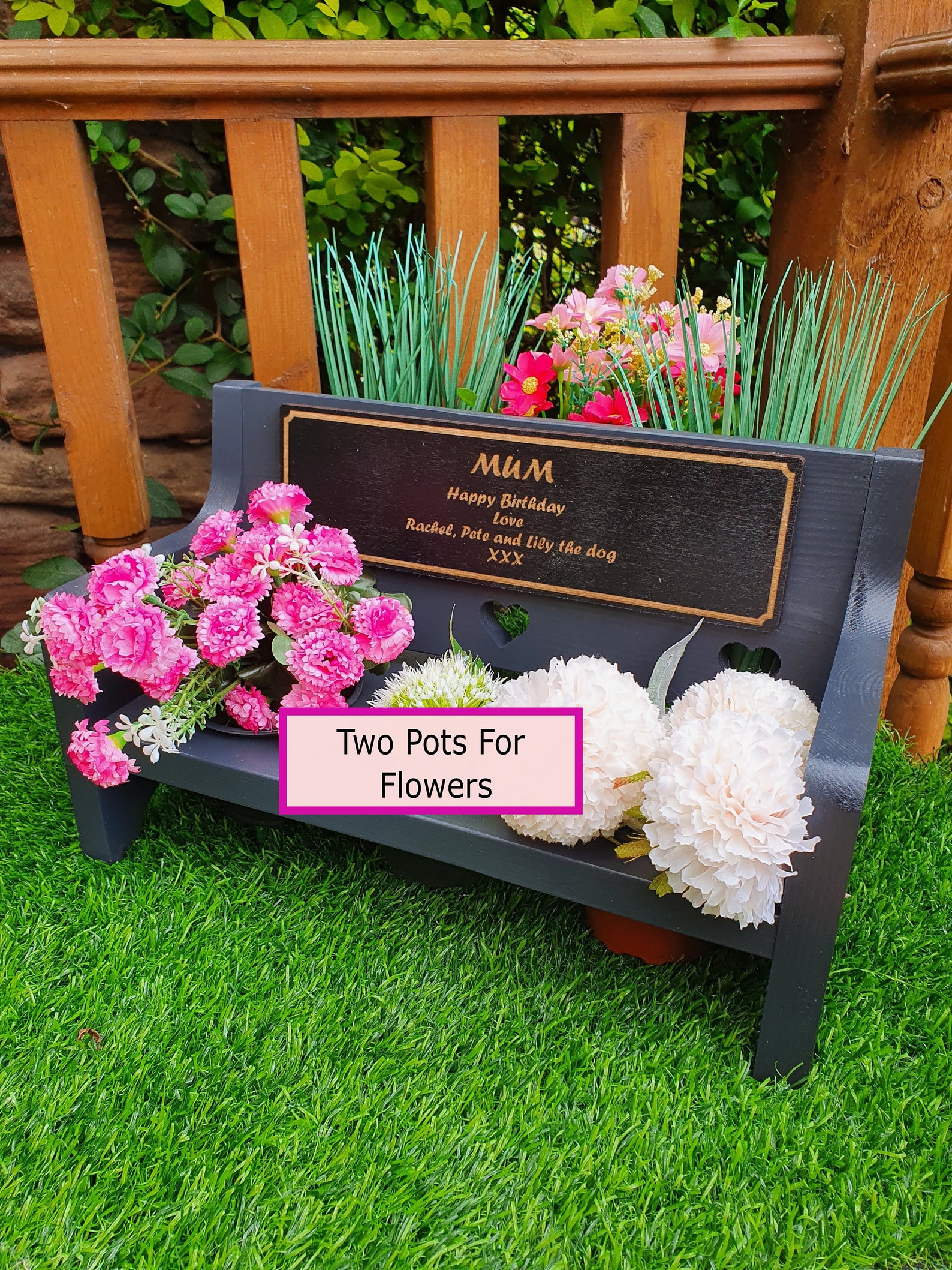 Memorial Dedication Bench Planter Personalised Engraved - Etsy
