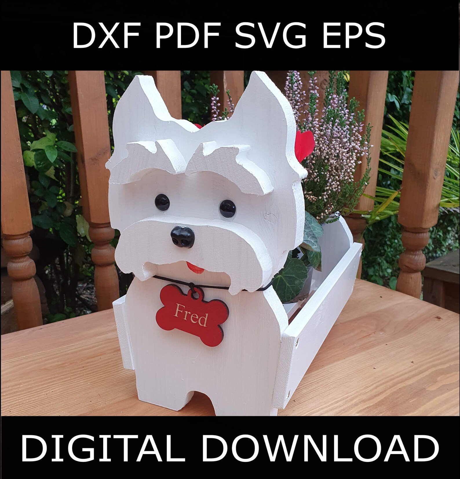 Westie Planter Plans, DIY Dog Planter (svg, Pdf, Eps, Dxf) (digital ...