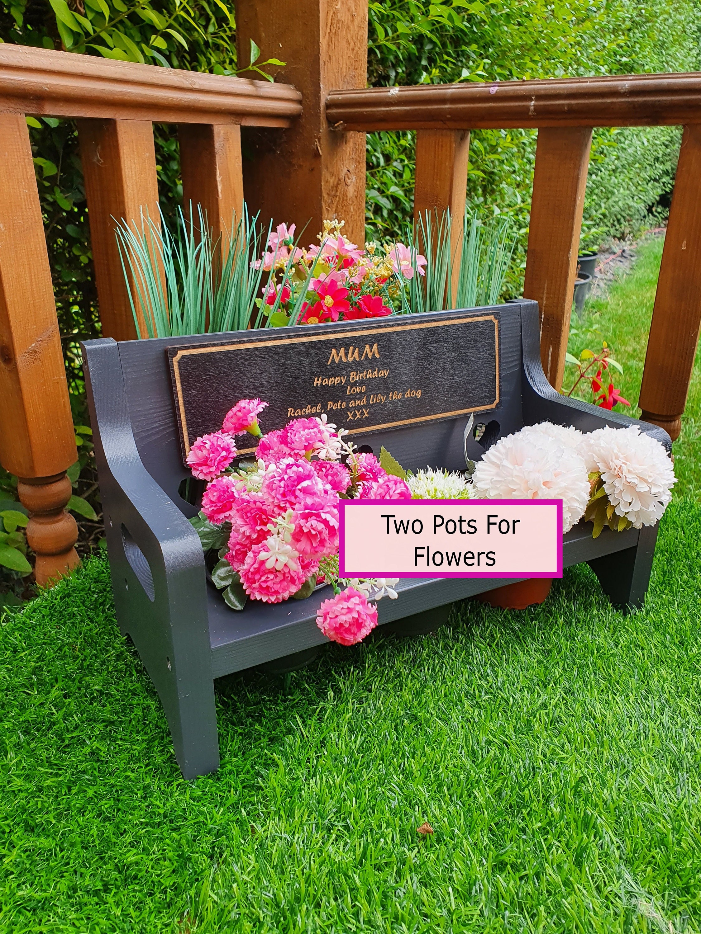 Memorial Dedication Bench Planter Personalised Engraved - Etsy