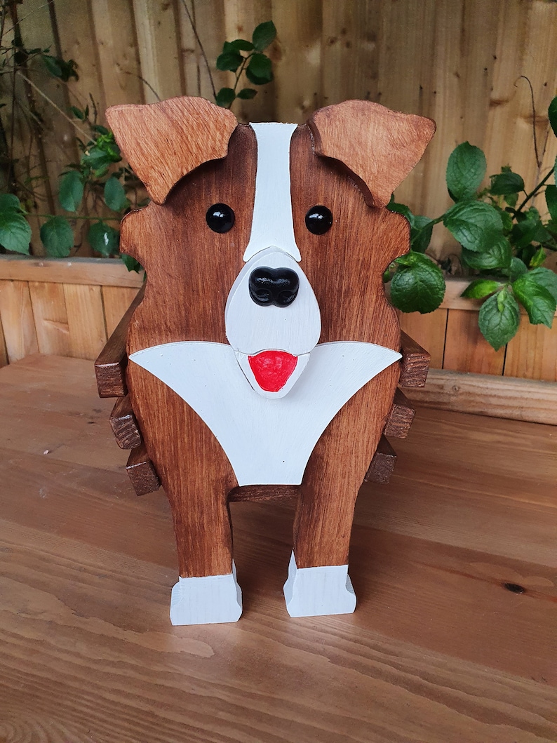Brown Border Collie Pet Planter - Dog Planter - Birthday Gift - Etsy