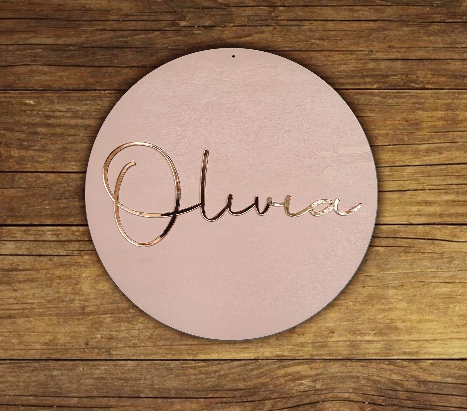 Round Wall Sign With Personalised Name Laser Cut From Rose - Etsy UK