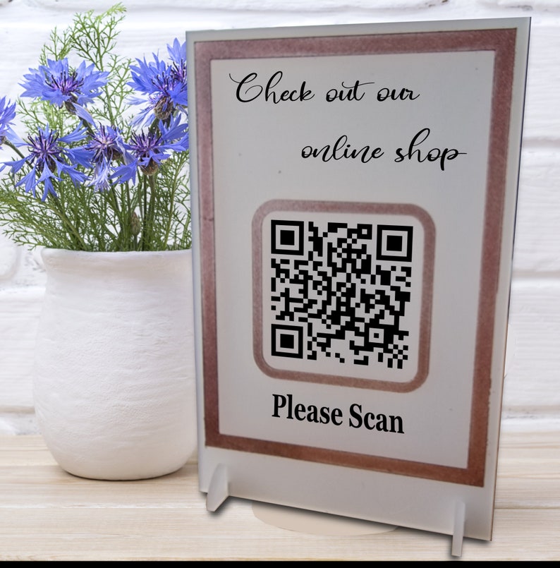 QR Code Personalised Plaque Stand Customisable QR Sign Free - Etsy