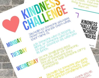 Printable Kindness Challenge for Kids PDF Colorful Random Acts of ...