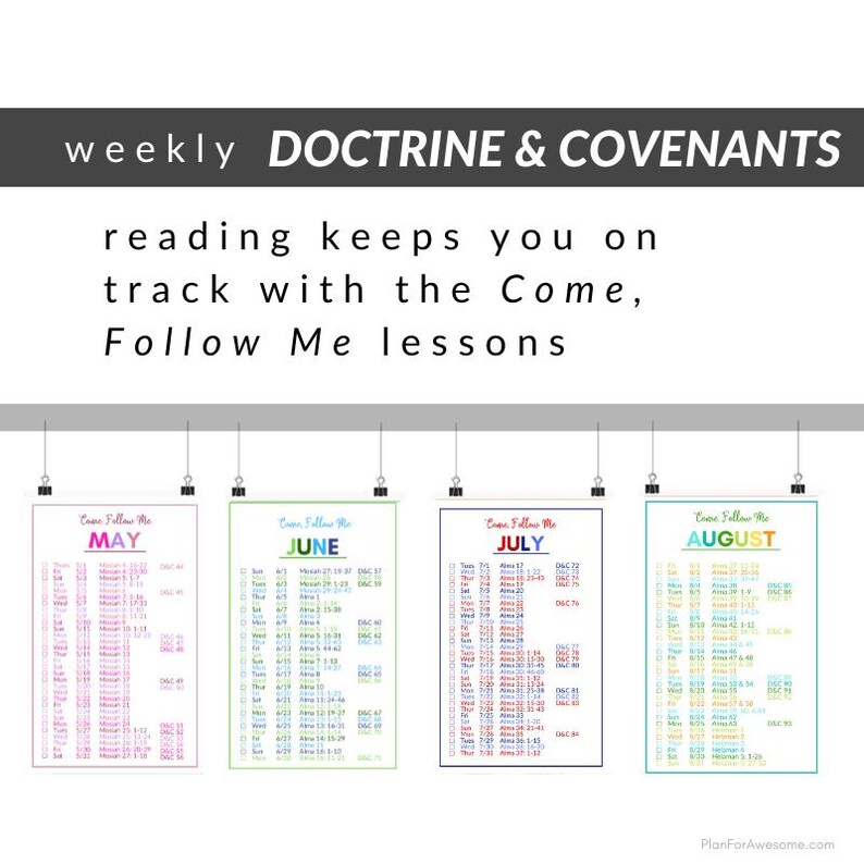 2025 Printable Come, Follow Me Daily Reading Schedule for the Doctrine & Covenants AND the Book ...