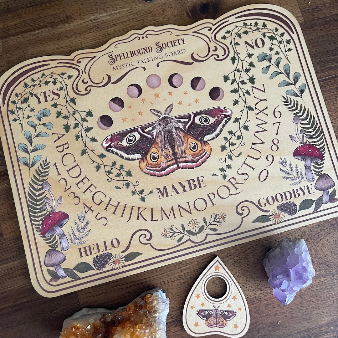Moth and Mushroom Talking Board Light Wood Medium //ouija Spirit Board ...