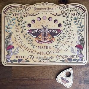 Moth and Mushroom Talking Board Light Wood Medium //ouija Spirit Board ...