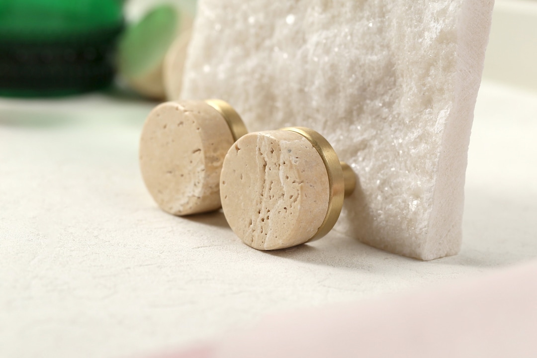 Travertine Brass Cabinet Handles, Marble Handles Knobs Hardware ...
