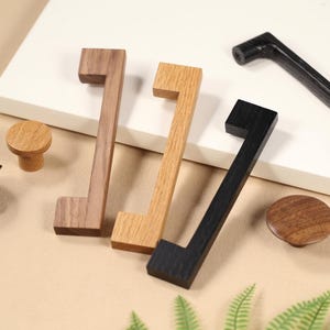 Natural Solid Wood Cabinet Pulls Handles, Oak Walnut Drawer Handle ...