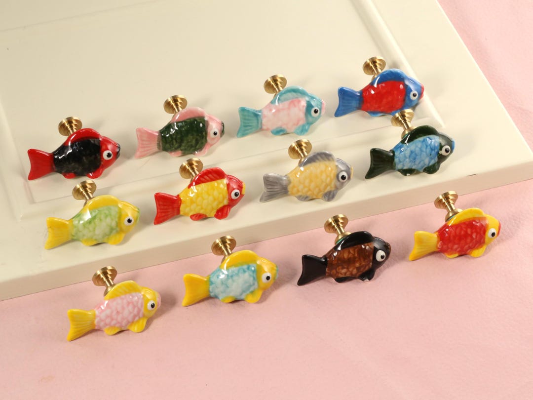 Cute Fish Ceramic Drawer Knobs, Golden Fish Ceramic Cabinet Knobs ...