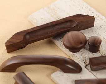 Walnut Kitchen Wood Drawer Pulls Walnut Boho Drawer Dresser Cupboard Handles Gold Beech Kitchen ...