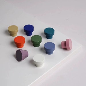 High Quality Colorful Knobs, 50MM Wooden Nursery Drawer Knobs, Round Dresser Cabinet Knob Pulls ...