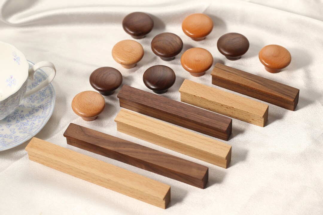 Wooden Handles Knobs, Walnut Drawer Pulls, Cabinet Handles, Cupboard ...