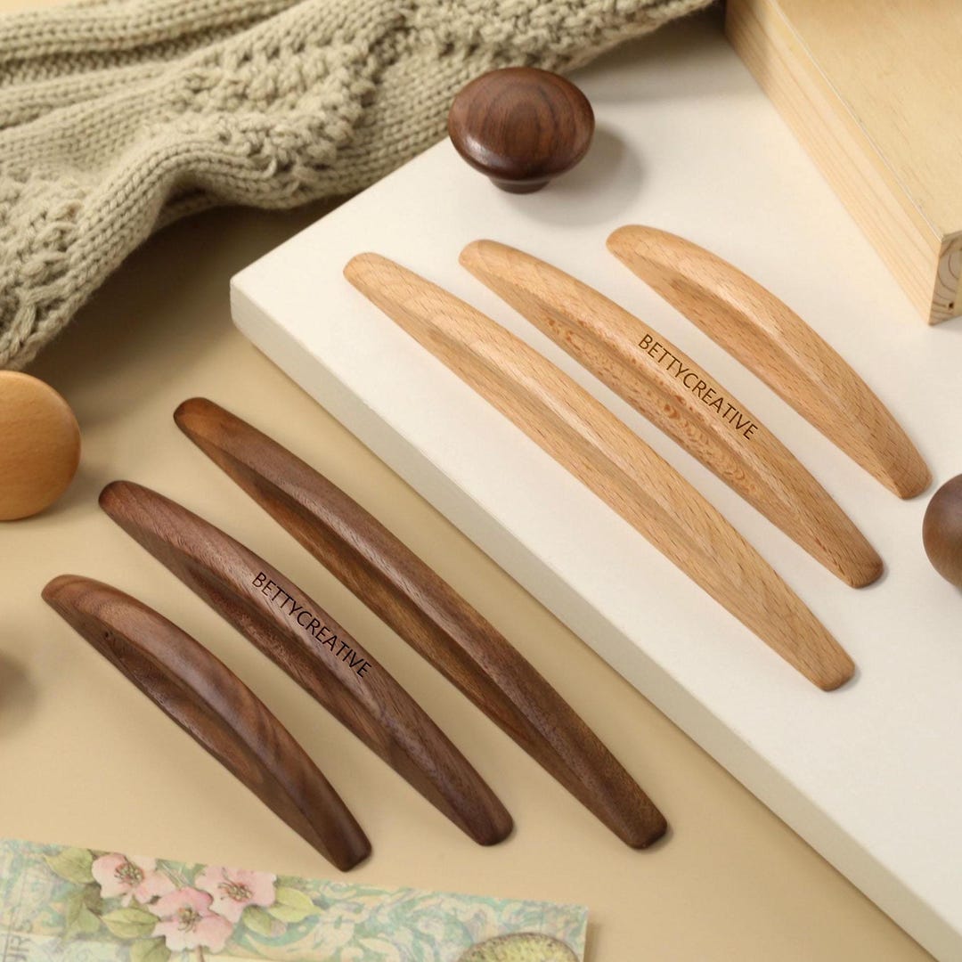 Wooden Cabinet Handles, Crescent Handles Hardware, Custom Engraved ...