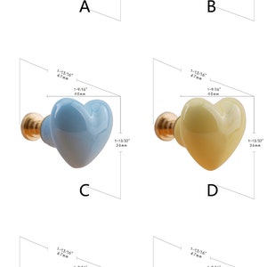 Ceramic Heart Door Knobs Colorful Kid Room Knobs Custom Engraved Drawer Knob Dresser Knobs ...