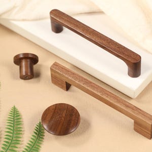 Natural Solid Wood Cabinet Pulls Handles, Oak Walnut Drawer Handle ...