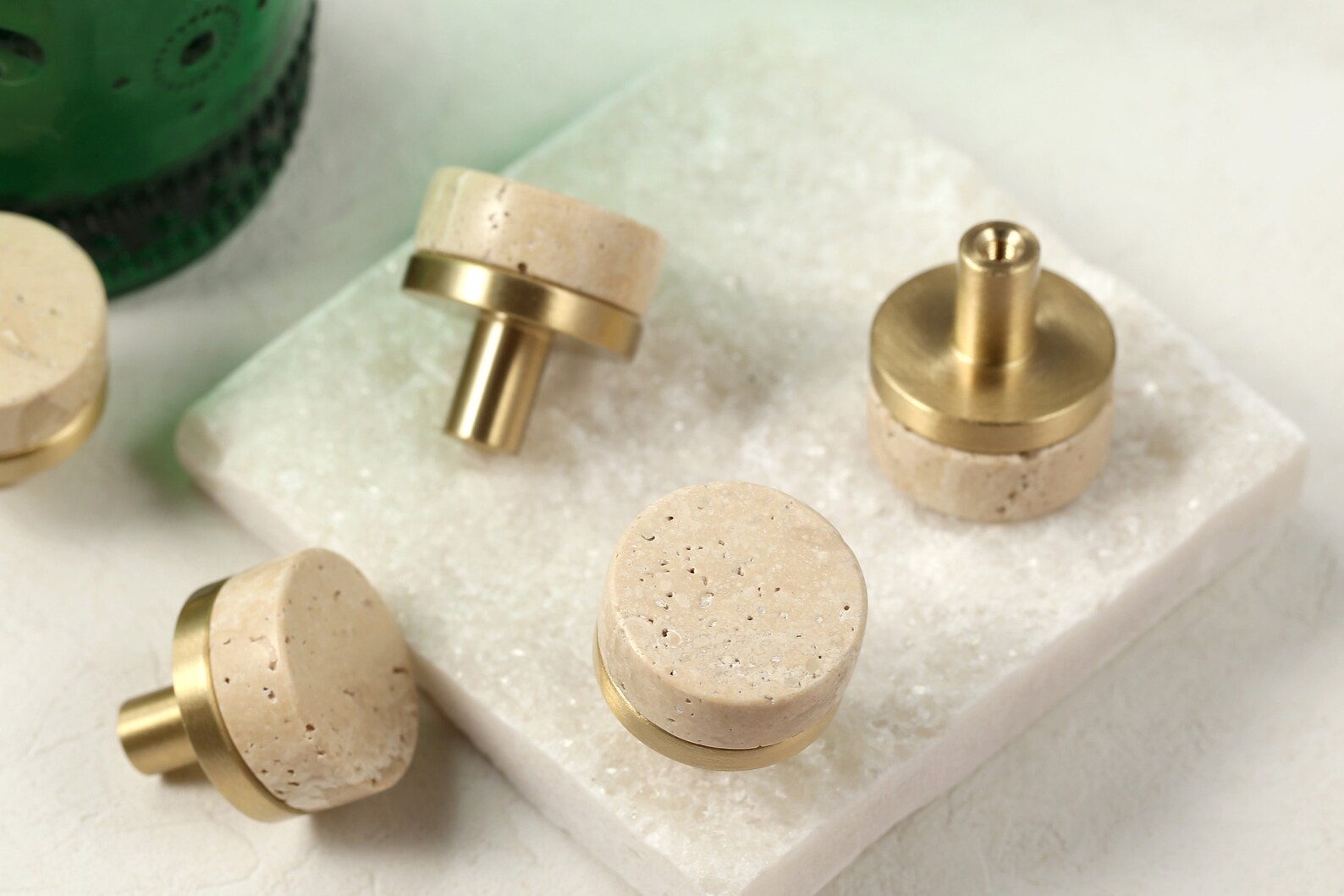 Travertine Brass Cabinet Handles, Marble Handles Knobs Hardware ...