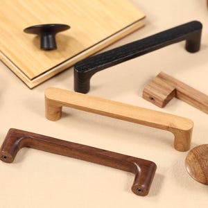 Natural Solid Wood Cabinet Pulls Handles, Oak Walnut Drawer Handle ...