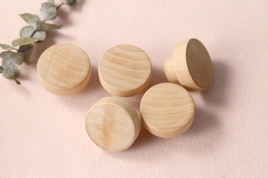Raw Wood Round Knobs, Dutch Wood Knobs, Cabinet Knobs, Diy Knobs, Doll House Knobs, Unfinished ...