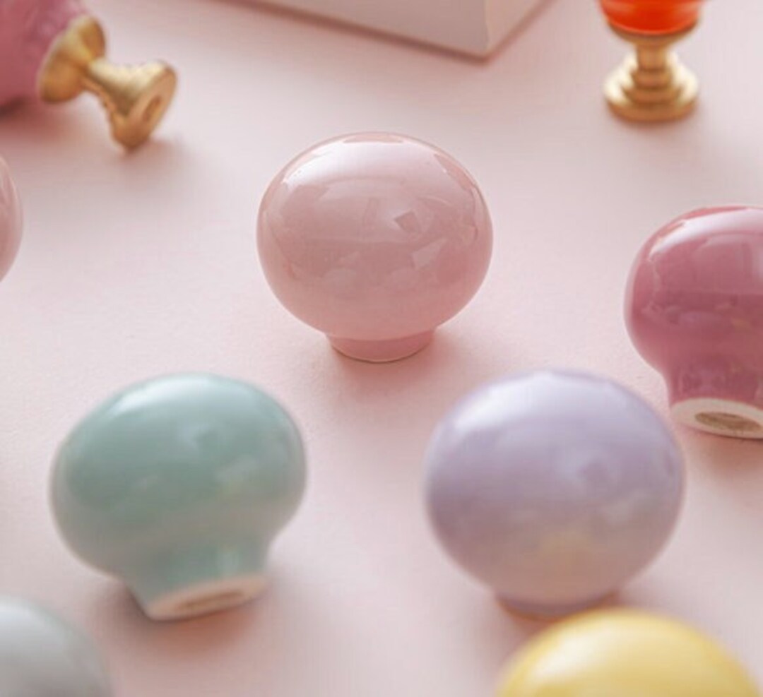 Candy Ball Cabinet Knobs, Ceramic Pulls Pink Ceramic Pull Drawer Handle ...