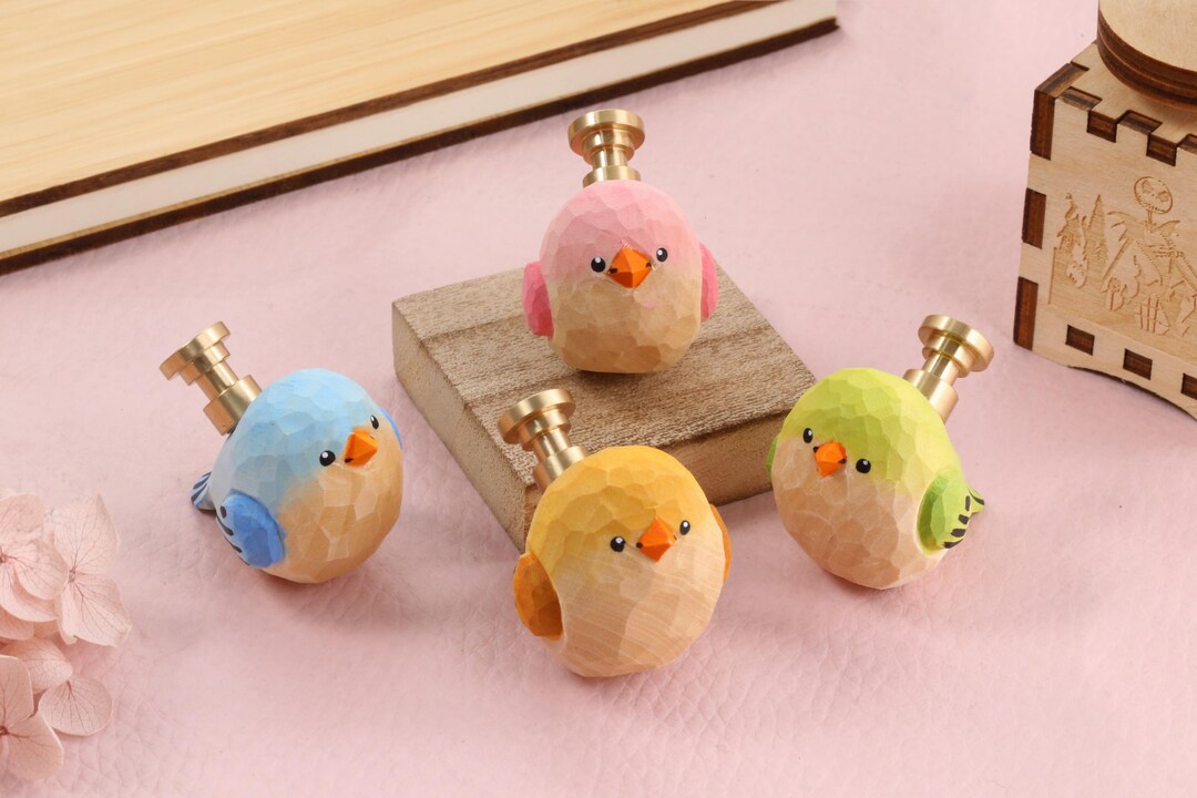 Handcrafted Wooden Carving Miniature Pink Parrot Drawer Knob Pull ...