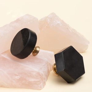 Marble Brass Cabinet Handles, Marble Handles Knobs Hardware, Green Round Door Pulls, Black ...